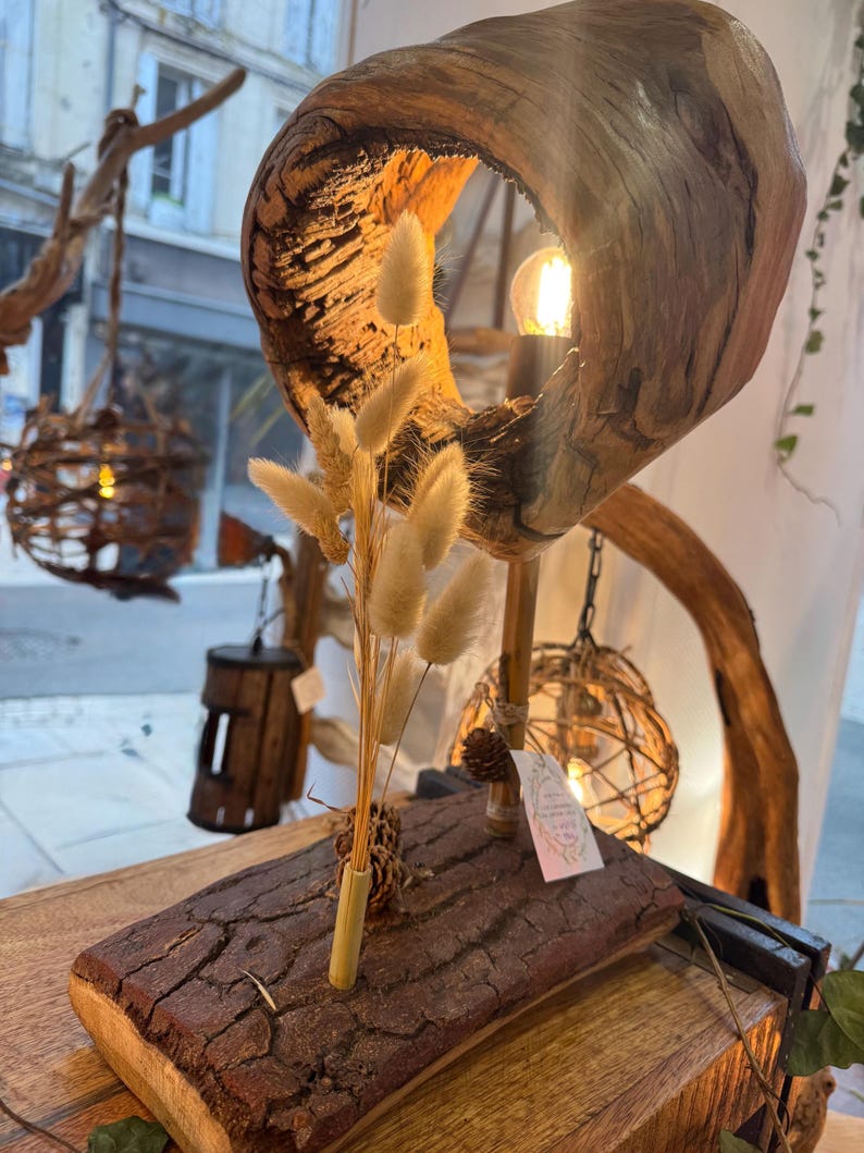 Handcrafted Lamp in Carved Wood – Unique Handmade Piece - Etsy