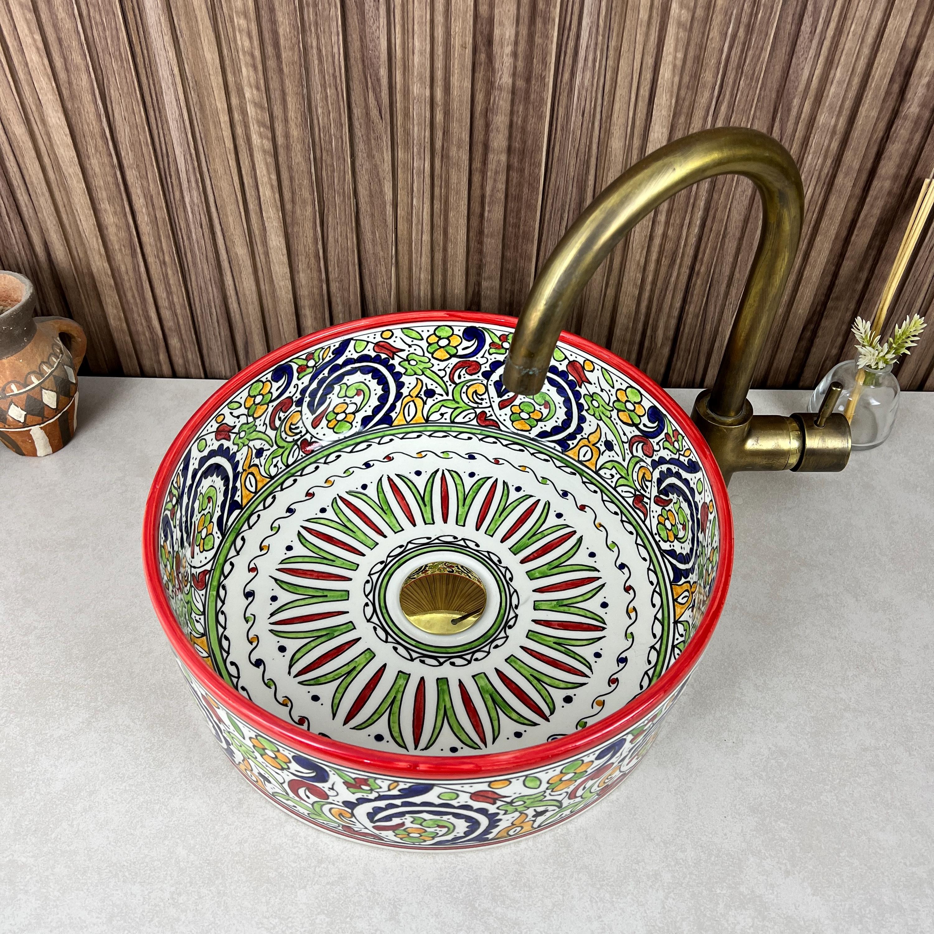 Moroccan Terracotta Sink – Handmade Clay Basin for Rustic & Boho Decor ...