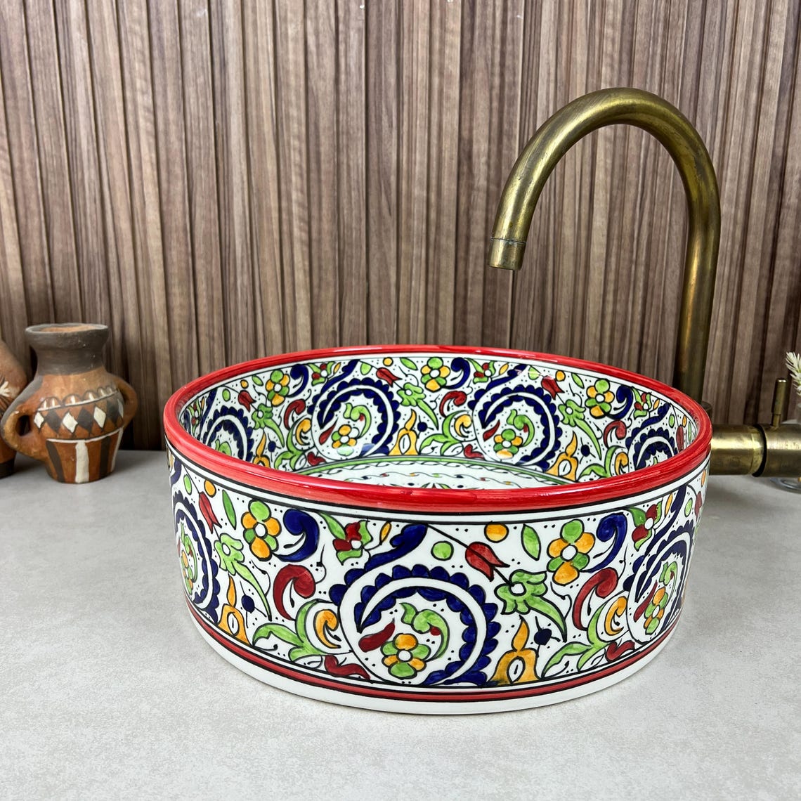 Moroccan Terracotta Sink – Handmade Clay Basin for Rustic & Boho Decor ...