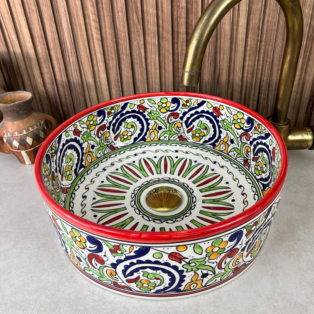 Moroccan Terracotta Sink – Handmade Clay Basin for Rustic & Boho Decor ...