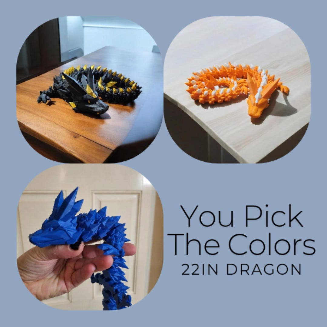 You Pick Colors 22in Articulated Crystal Dragon 3D Printed Figurines - Etsy