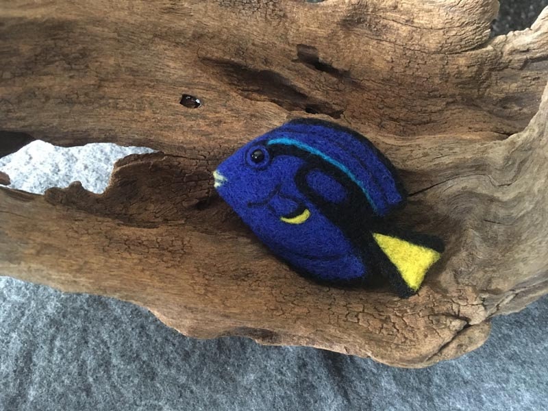 Needle Felted Blue Tang Fish Pin Brooch | Etsy
