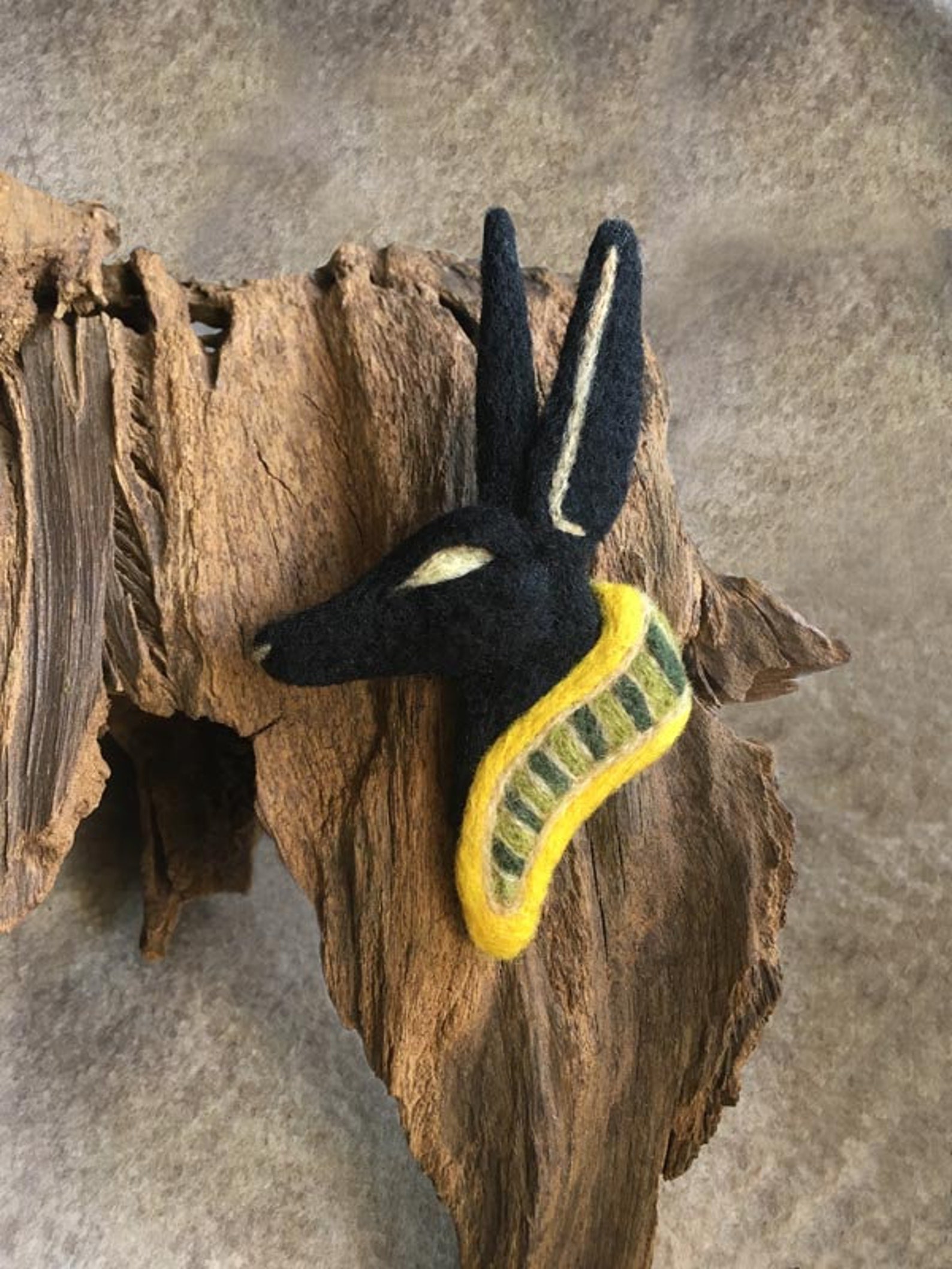 Needle felted Anubis pin brooch | Etsy