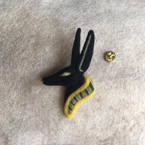 Needle felted Anubis pin brooch | Etsy