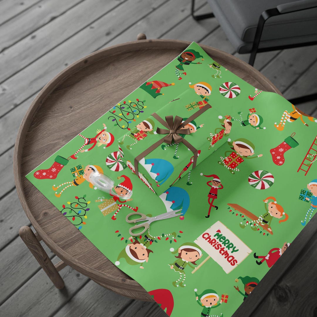 Wrapping Papers, Elf on the Shelf, Elves Trendy Gift Wrap Roll, Festive ...