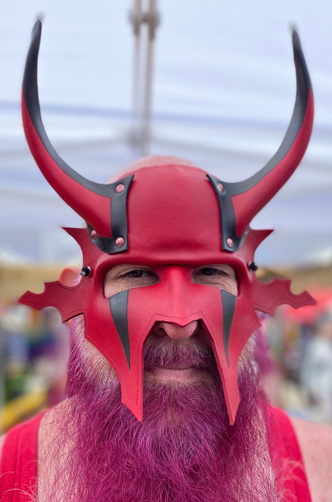 Big Red Devil Leather Mask - Etsy