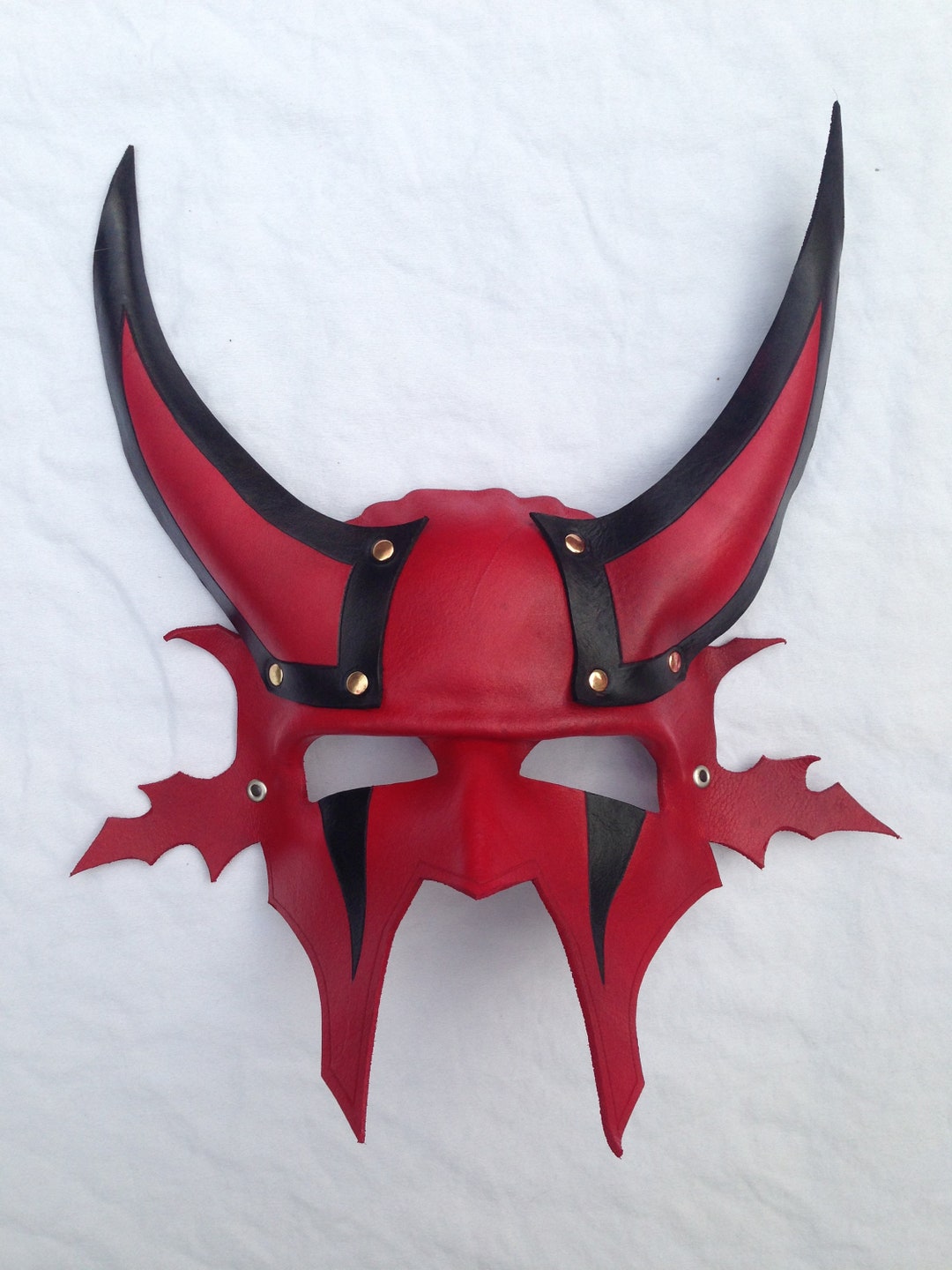 Big Red Devil Leather Mask - Etsy