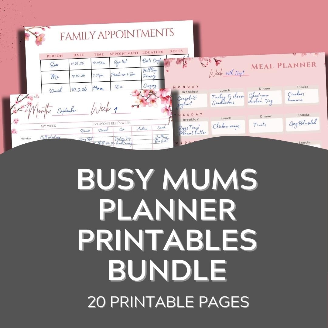 Busy Mum Planner Printable PDF | Cherry Blossom Digital Planner Pages ...