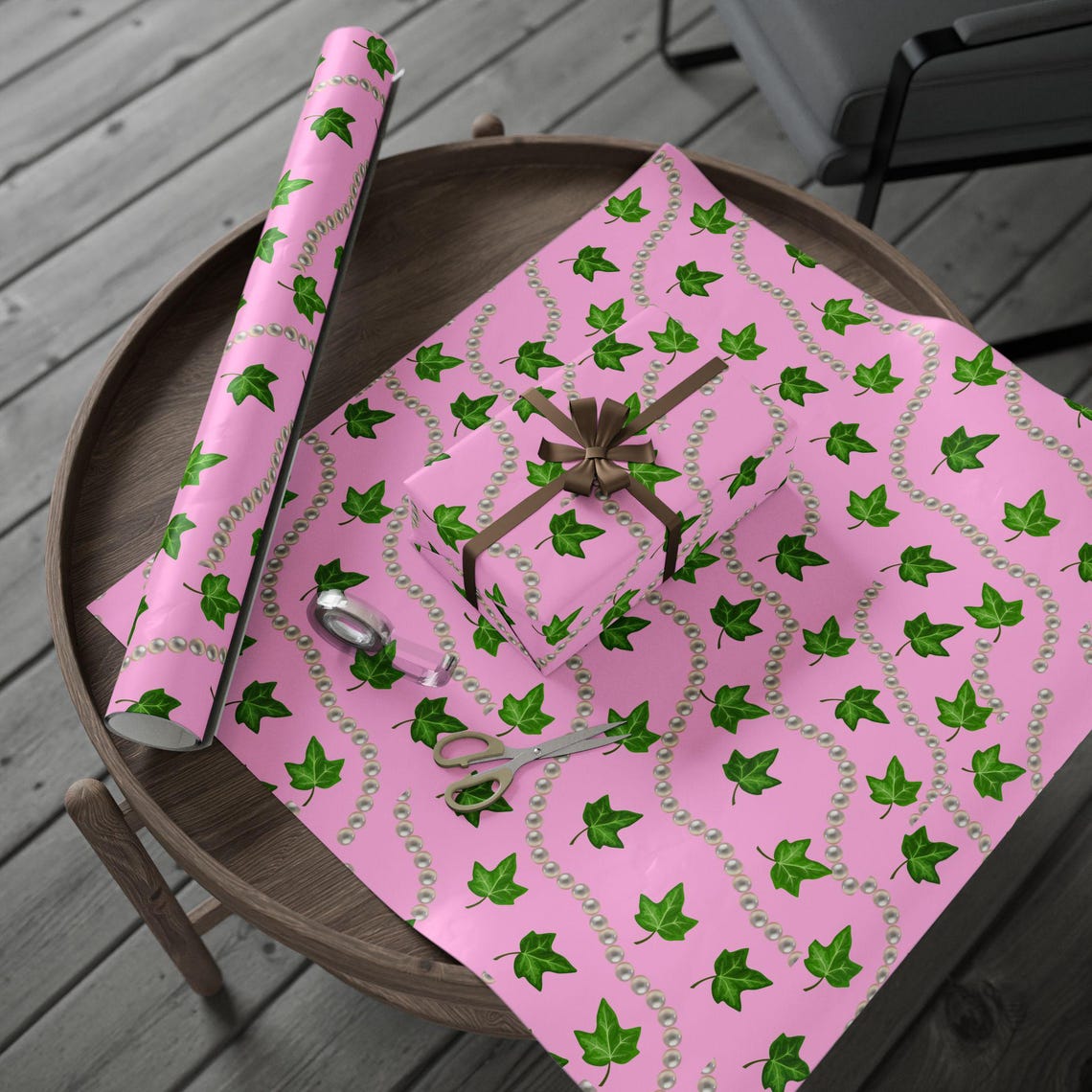 Ivory Leaf Wrapping Paper, Elegant Gift Wrap for Holidays, Floral ...