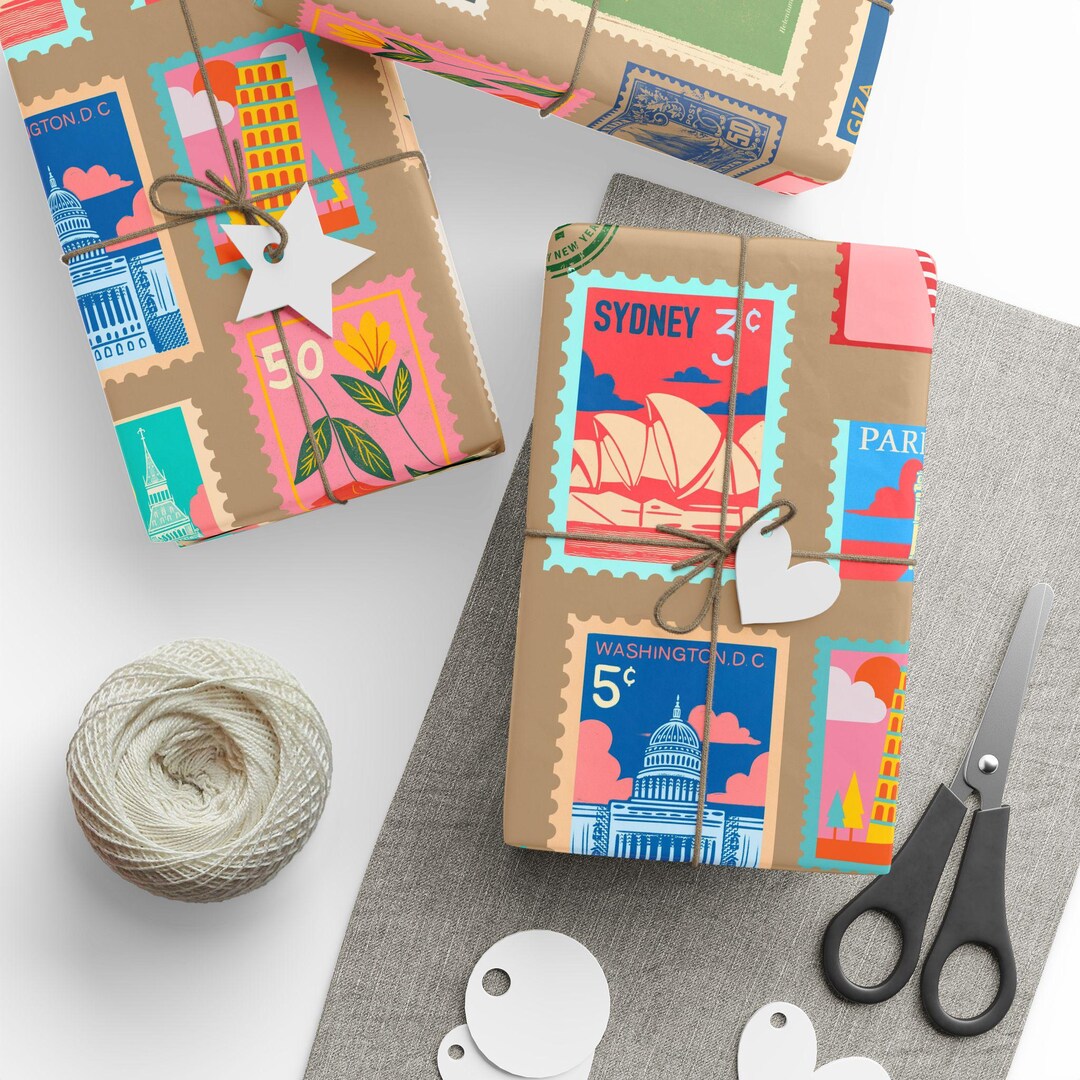 Vintage Stamp Wrapping Paper - Etsy
