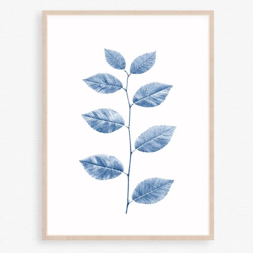Blue Plant Print Botanical Printable Blue Leaves Print - Etsy