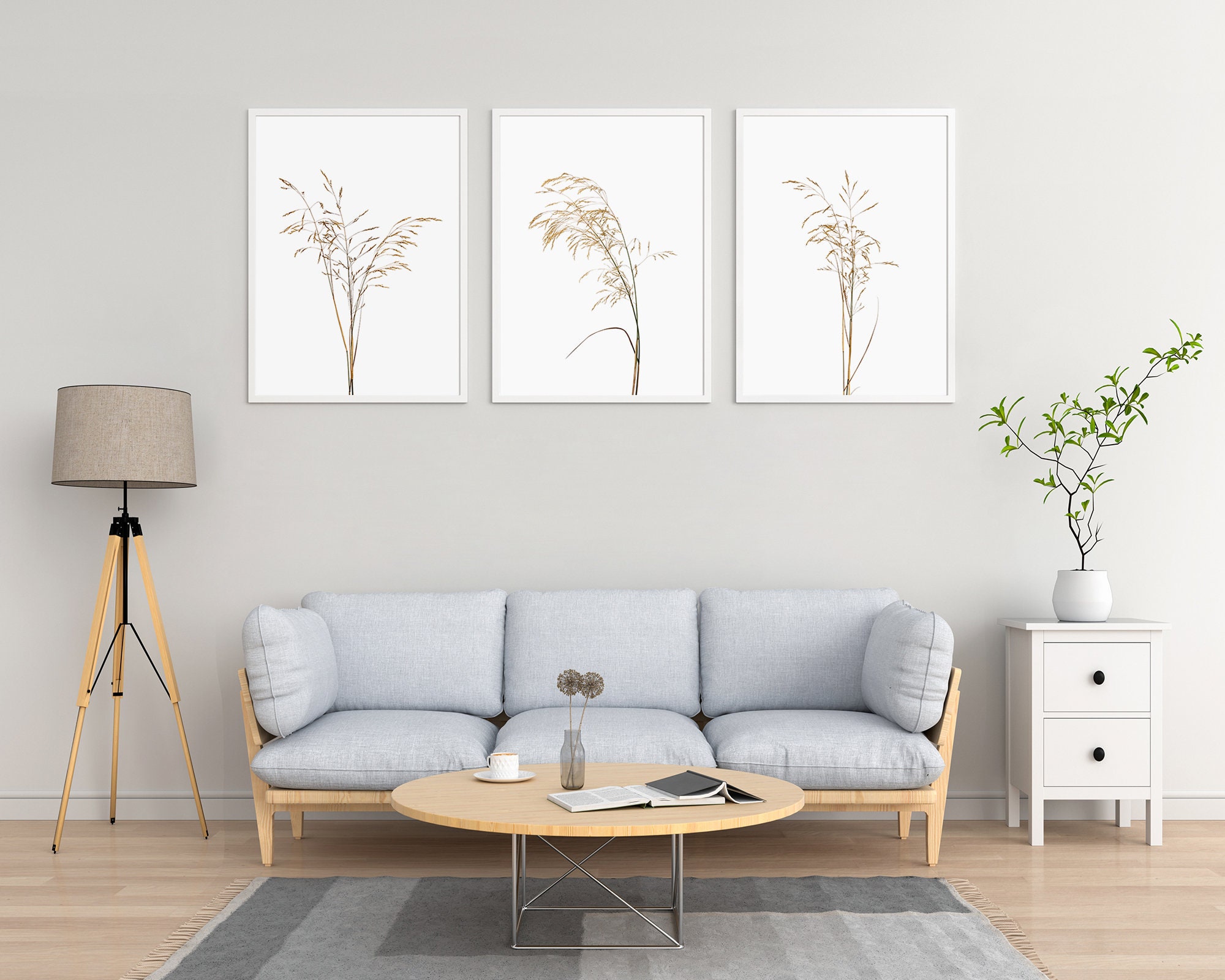 Set of 3 Prints Plant Art Triptych Farmhouse Printable - Etsy