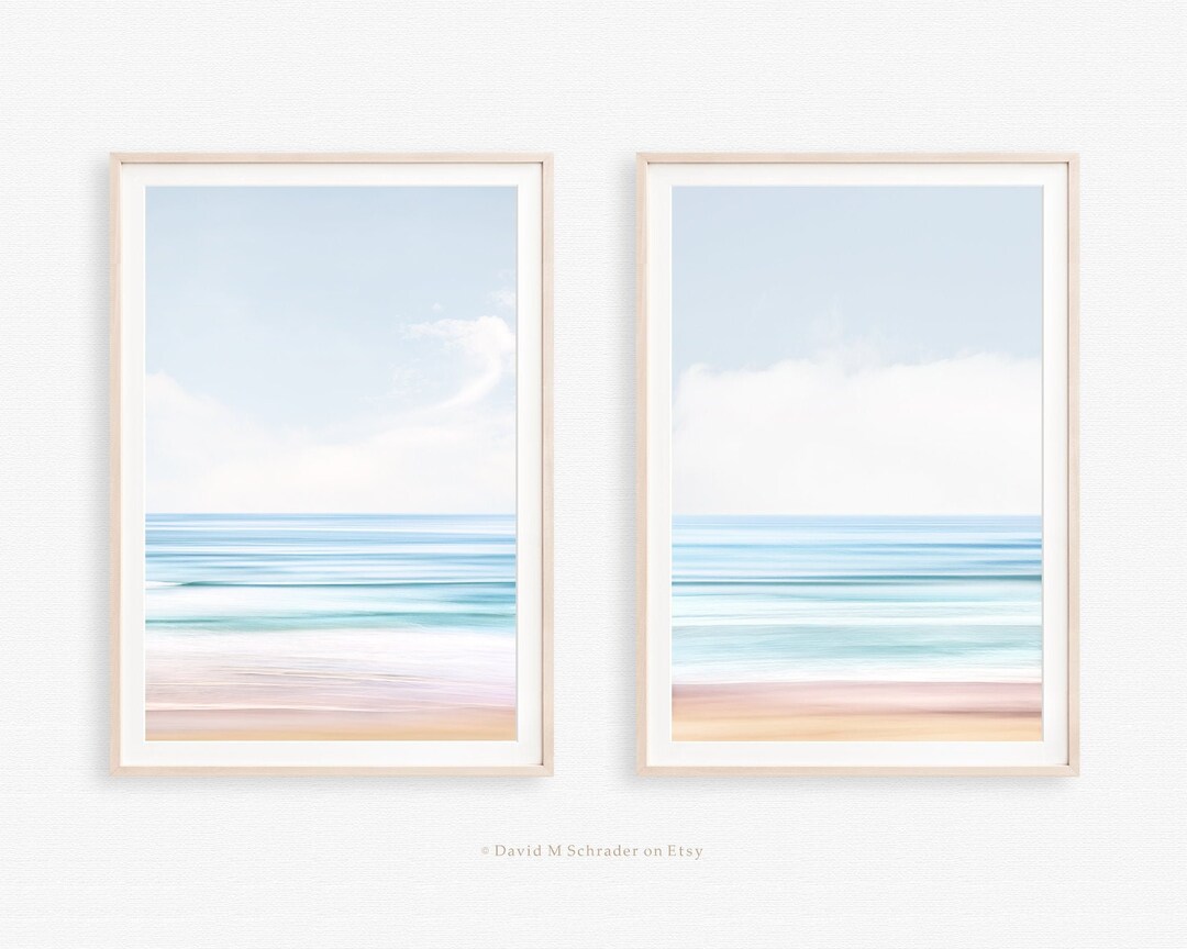 Set of 2 Wave Prints Ocean Wave Print Set Seascape Diptych - Etsy