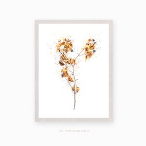 Botanical Printable Plant Watercolor Art Brown Leaf - Etsy