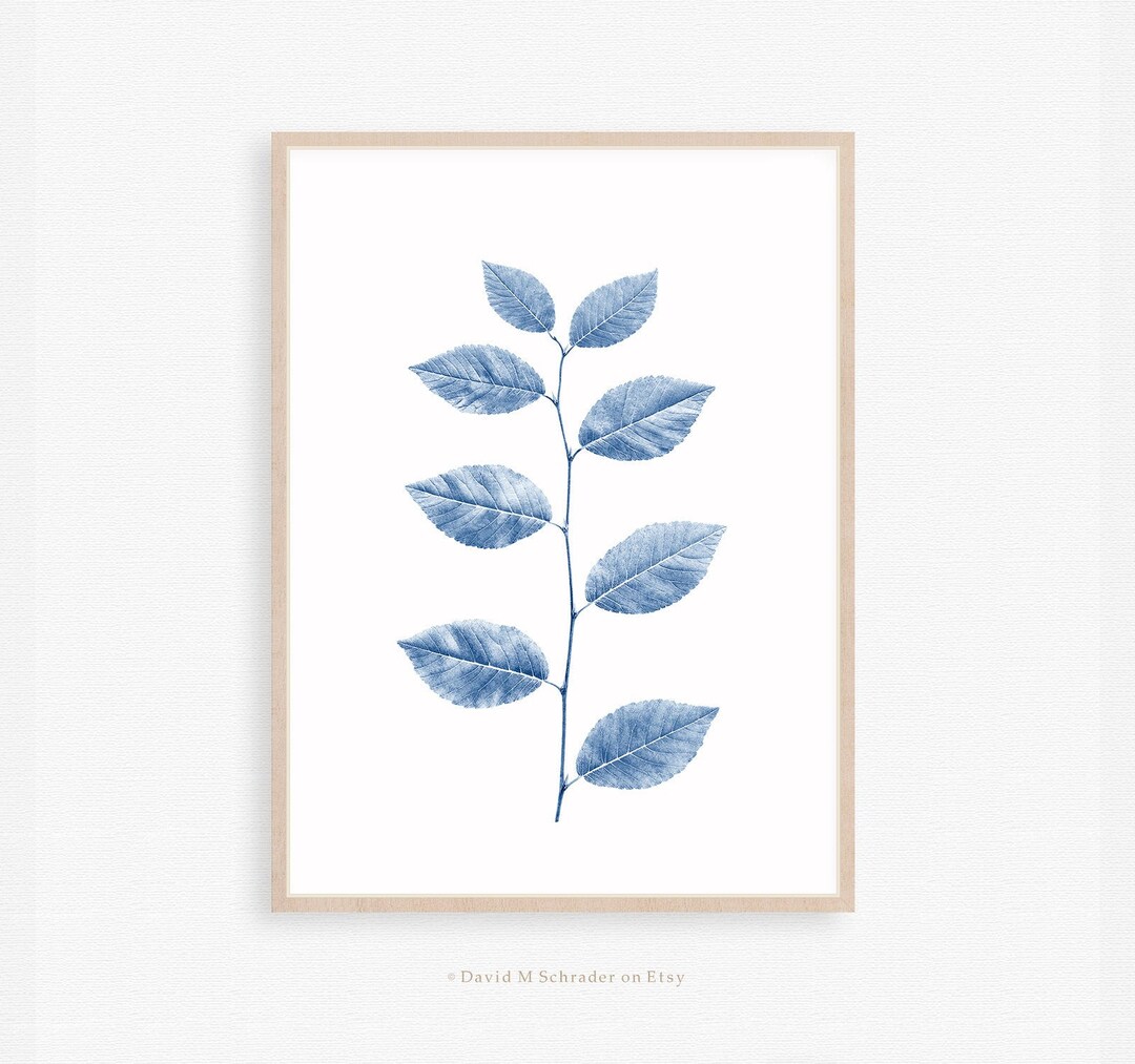 Blue Plant Print, Botanical Printable, Blue Leaves Print, Farmhouse ...