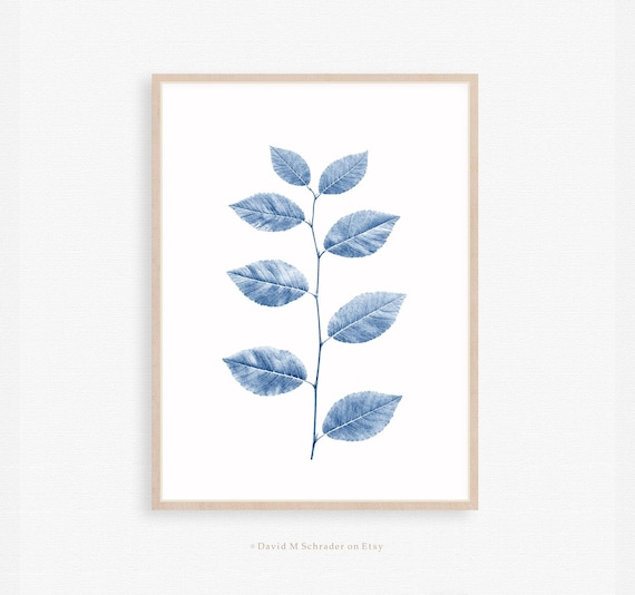 Blue Plant Print Botanical Printable Blue Leaves Print | Etsy