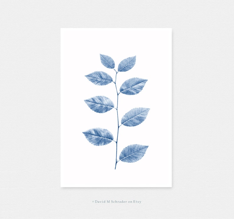Blue Plant Print, Botanical Printable, Blue Leaves Print, Farmhouse ...