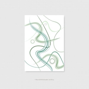 Abstract Geometric Print, Blue Green Line Drawing, Modern Abstract Art ...