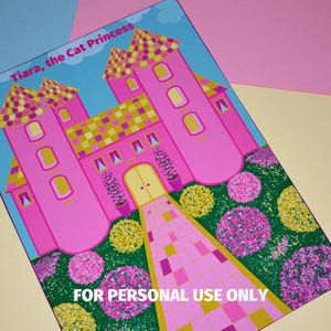 Printable DIY Project Cat Princess With Pink Castle & Crowns, Dress up ...