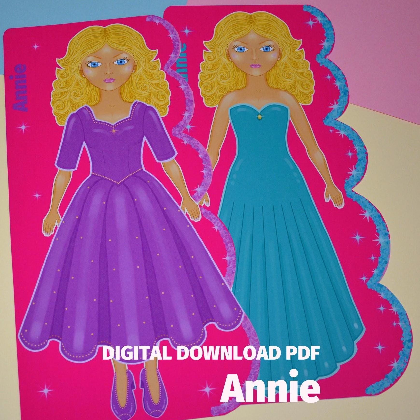 Printable DIY Project Paper Doll Annie, 10 Dresses & Shoes, Dress up ...