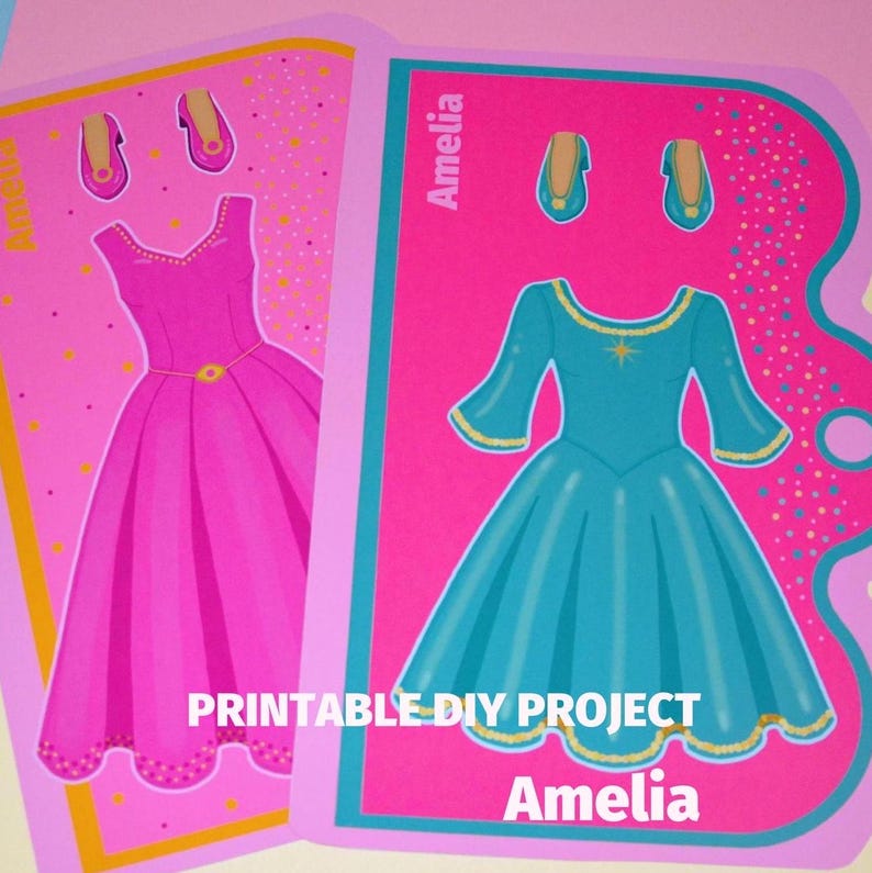 Printable Paper Doll Amelia With Collection of 12 Dresses & Shoes ...