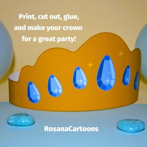 Printable Crown Blue Sapphires, Princess Prince Paper Crown, Birthday ...