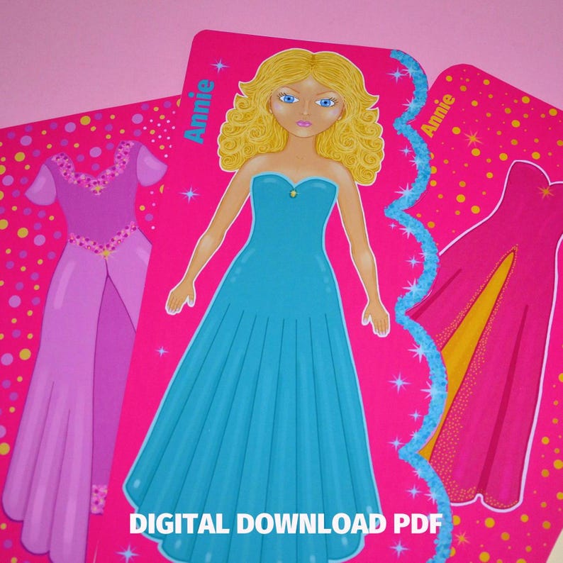 Printable DIY Project Paper Doll Annie, 10 Dresses & Shoes, Dress up ...
