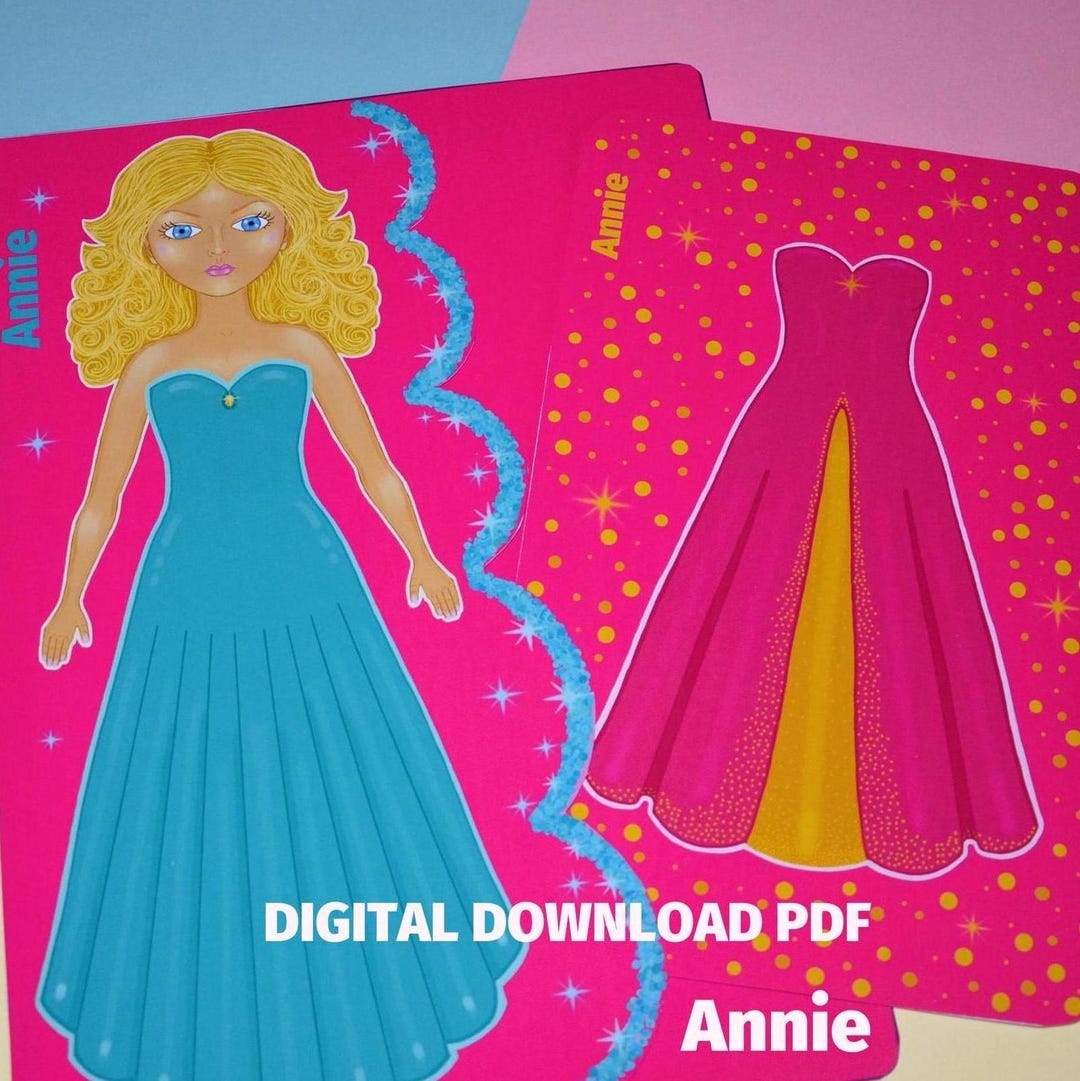 Printable DIY Project Paper Doll Annie, 10 Dresses & Shoes, Dress up ...