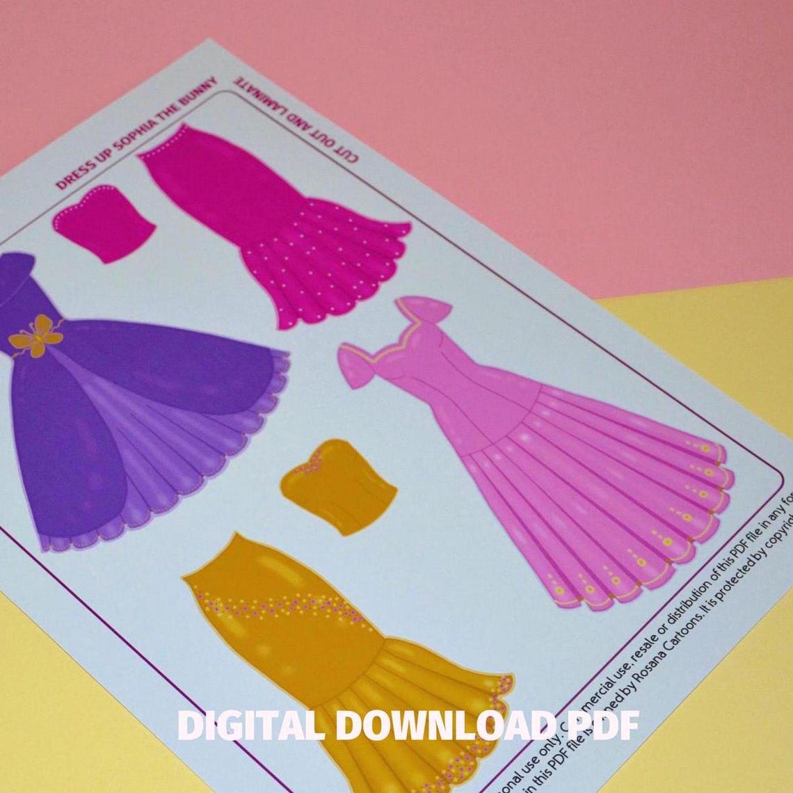 Printable DIY Paper Doll Sophia Bunny, Dress up Kit, Rabbit Paper Doll ...