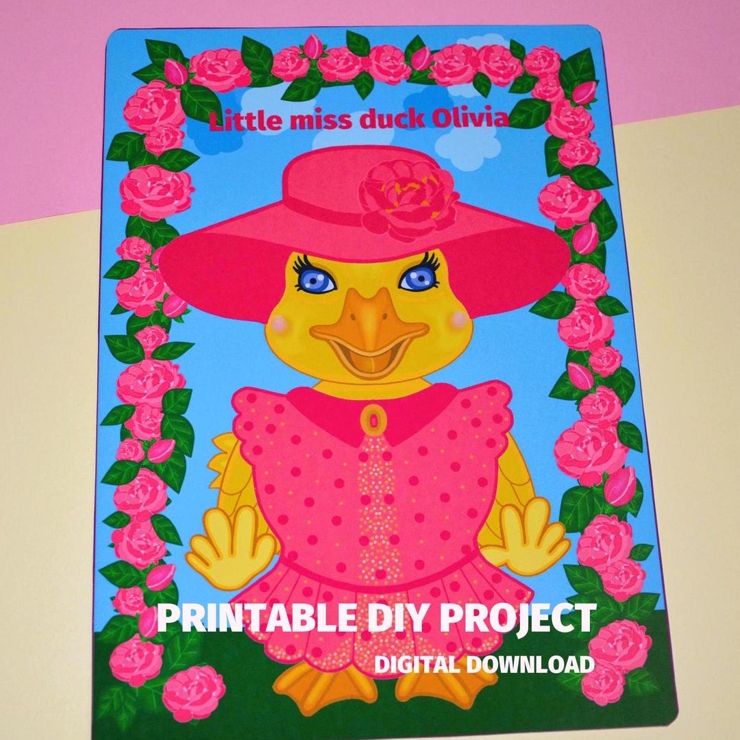 Printable DIY Project Little Miss Duck Olivia, Cute Paper Duck, Outdoor ...