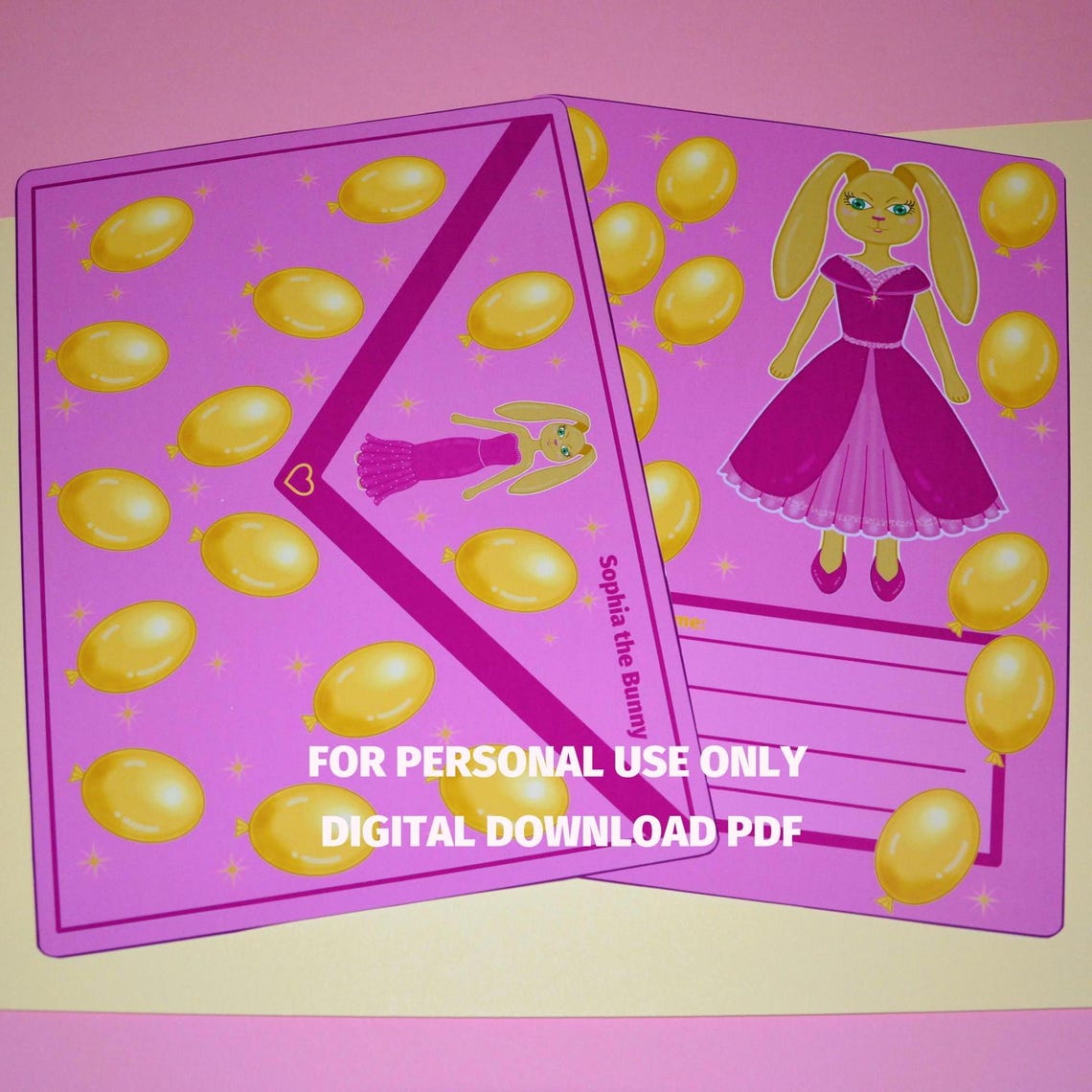 Printable DIY Paper Doll Sophia Bunny, Dress up Kit, Rabbit Paper Doll ...