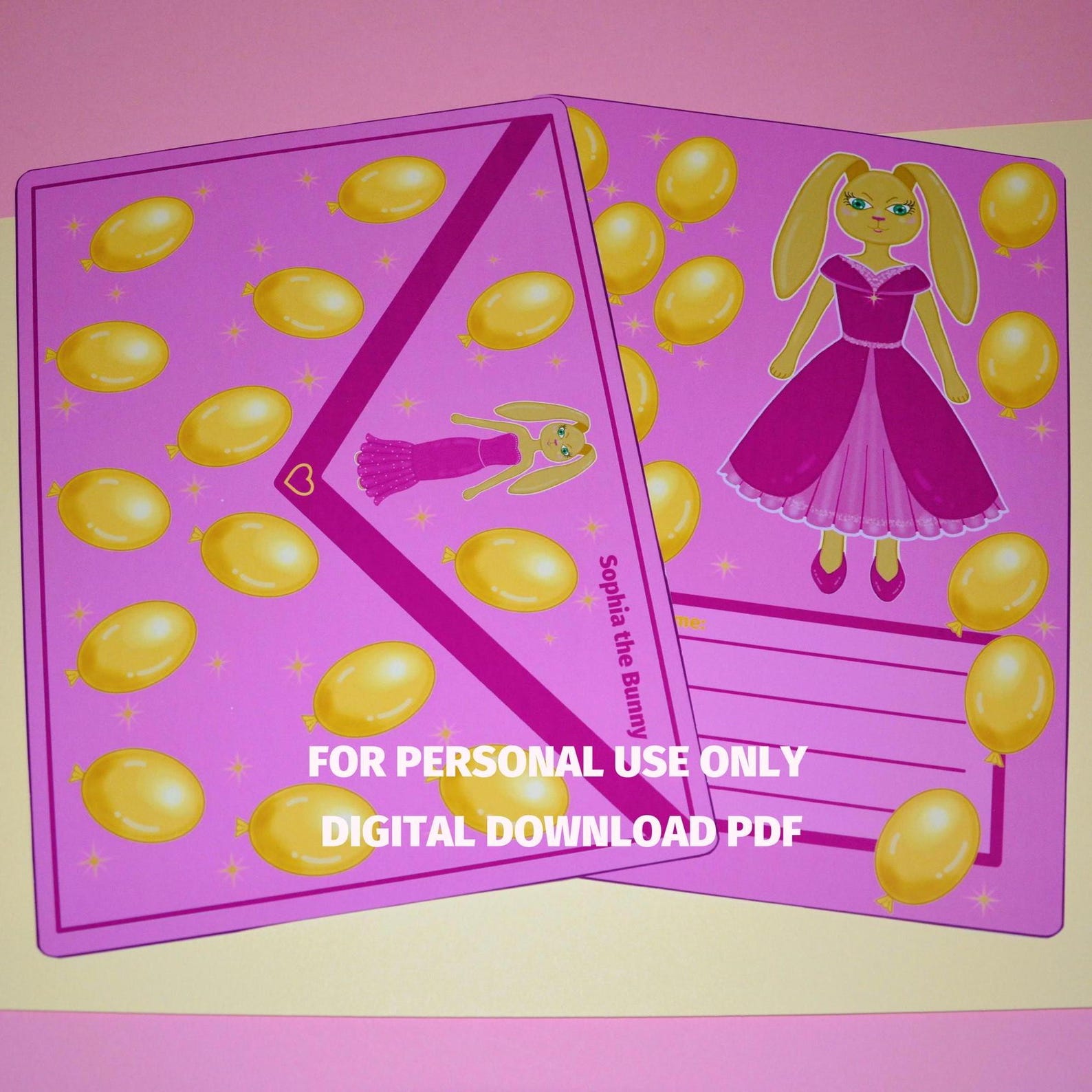 Printable DIY Paper Doll Sophia Bunny, Dress up Kit, Rabbit Paper Doll ...