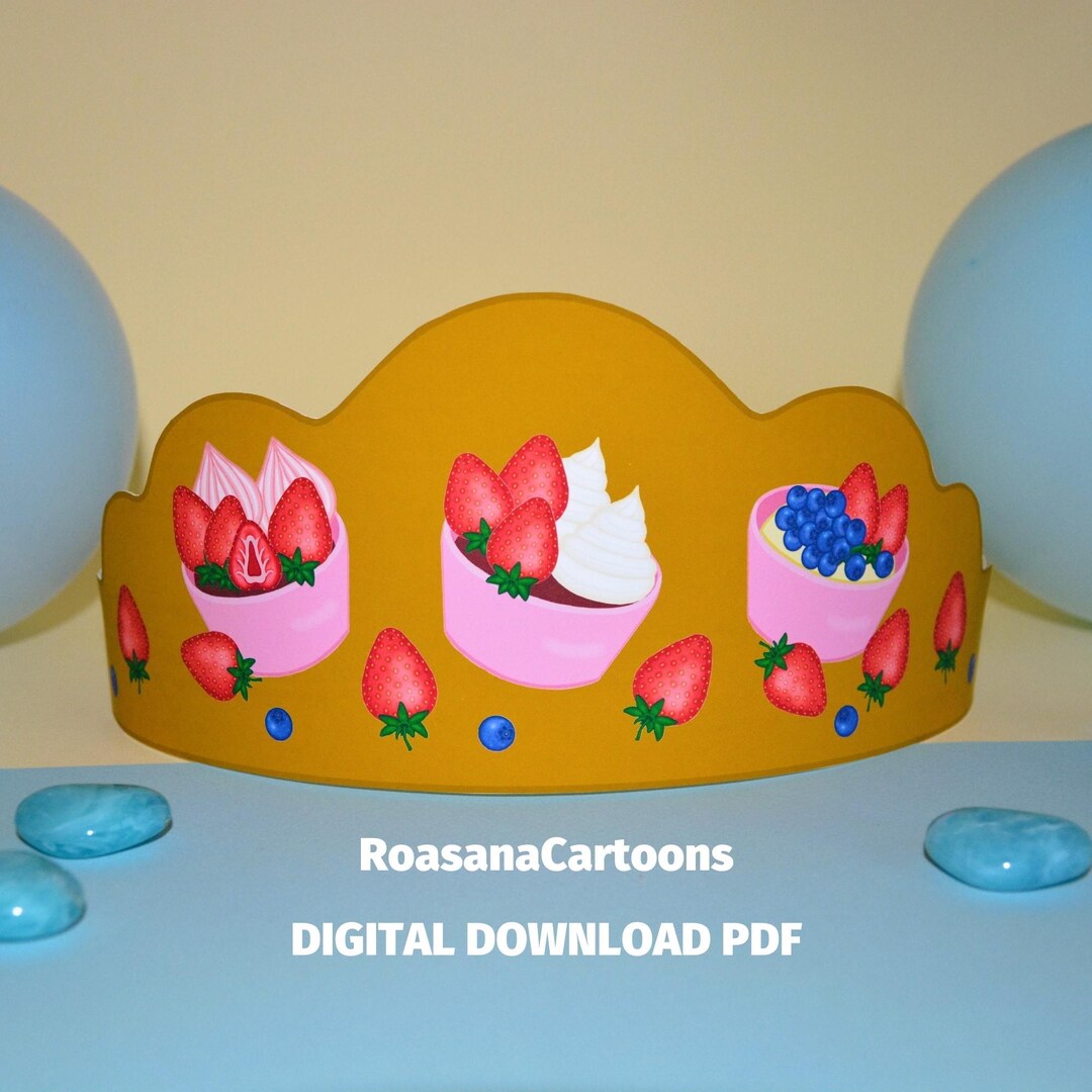 Printable Birthday Crown With Cupcakes, Princess Prince Paper Crown ...