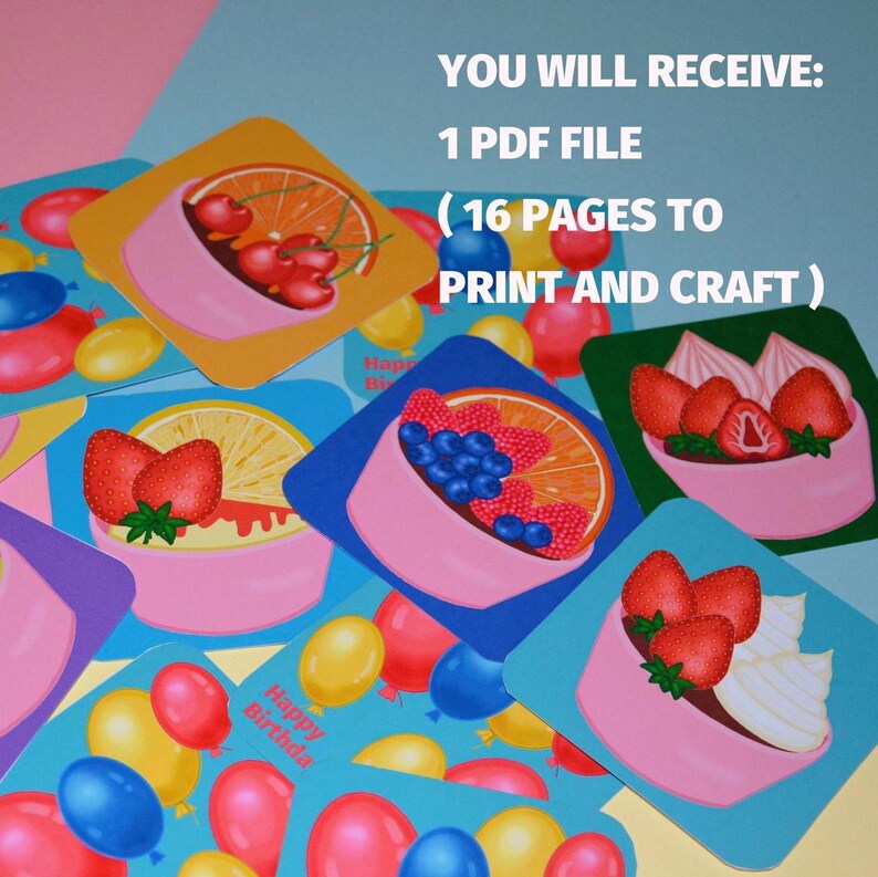 Printable Memory Game Birthday Cupcakes With Baloons, 20 Pairs of Cards ...