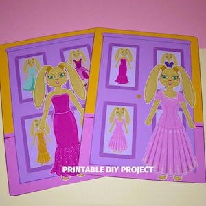 Printable DIY Paper Doll Sophia Bunny, Dress up Kit, Rabbit Paper Doll ...