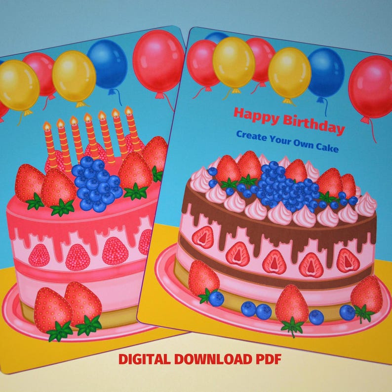Printable DIY Project Happy Birthday Cakes, Paper Doll House, Cake ...