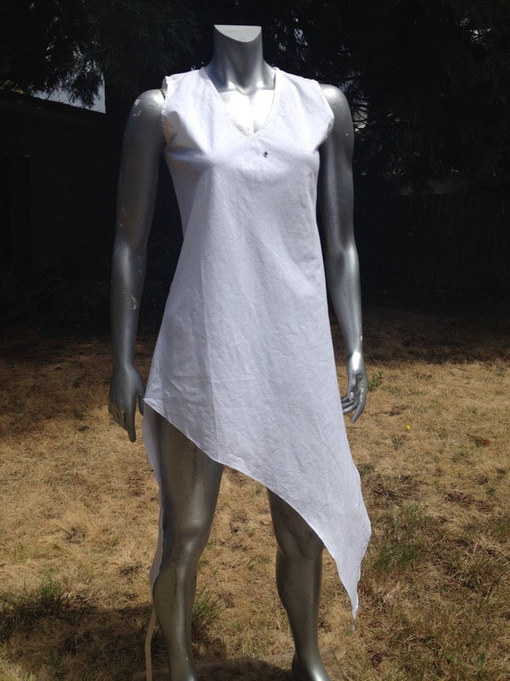 Slanted Asymmetrical Top in WHITE Sleeveless V-neck Top - Etsy