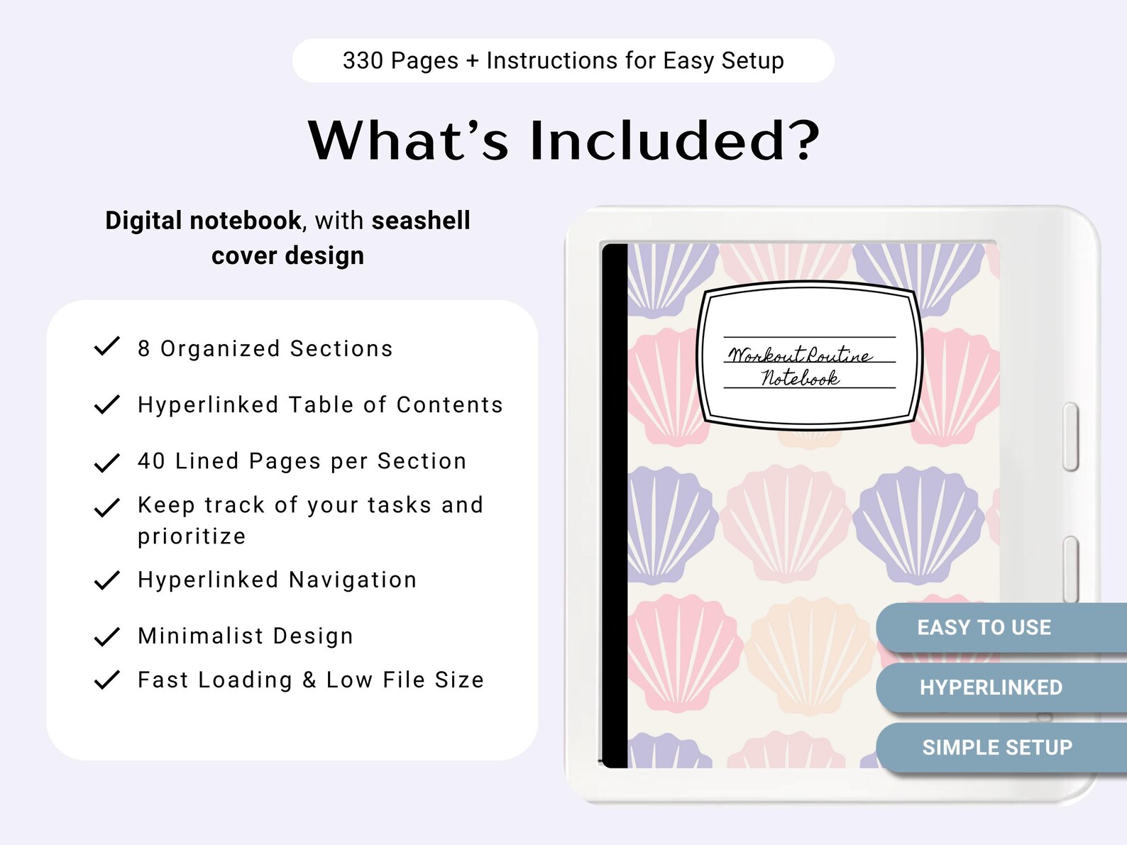Kobo Libra Color Coastal Seashell Notebook Hyperlinked Template Note ...
