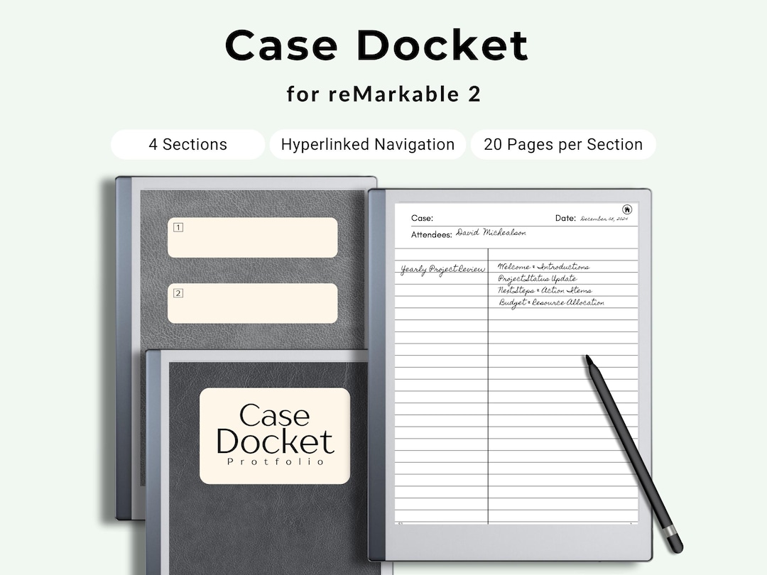 Remarkable 2 Tablet Digital Case Docket File Organizer Business ...