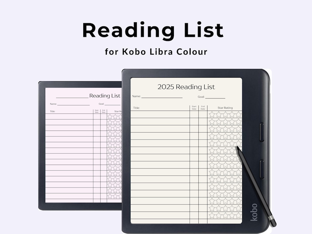 Kobo Libra Colour Reading List Digital Book Reading Tracker Template ...