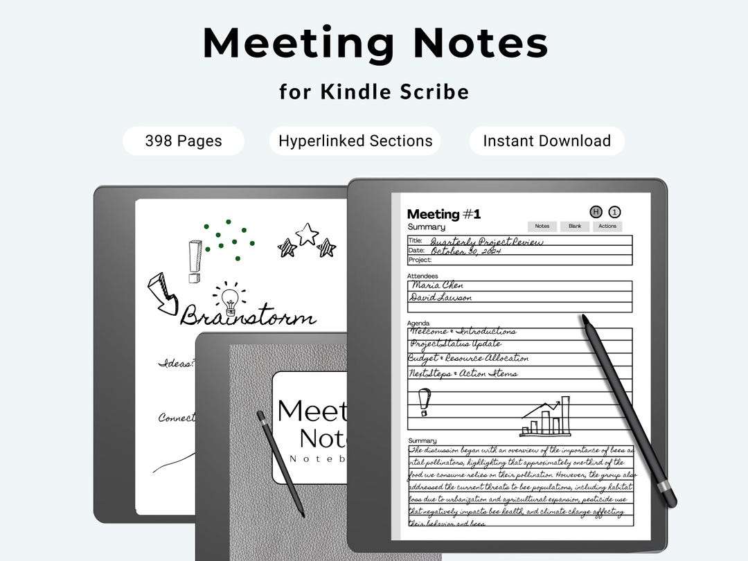 Kindle Scribe Digital Meeting Template Organizer Paperless Note ...
