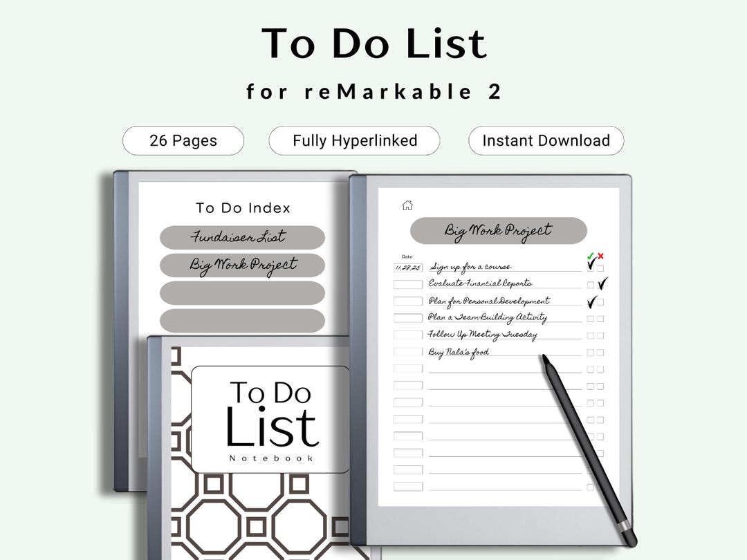 Remarkable 2 Simple to Do List Organization Template Notebook Tracker ...
