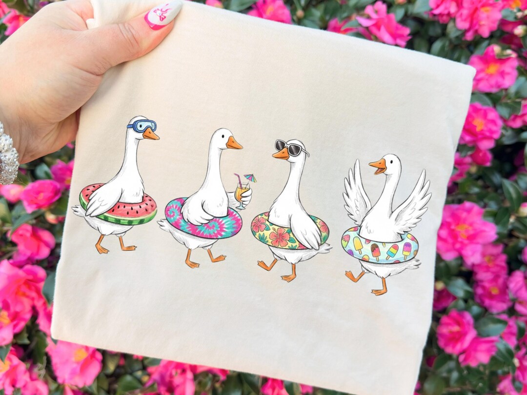 Four Summer Geese PNG, Silly Geese in Pool Floaties, Funny Summer Goose ...