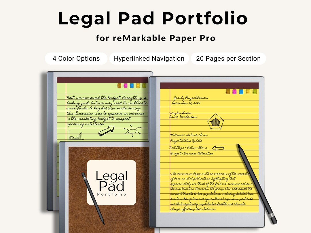 Remarkable Tablet Paper Pro Digital Multi Color Legal Pad Hyperlinked ...
