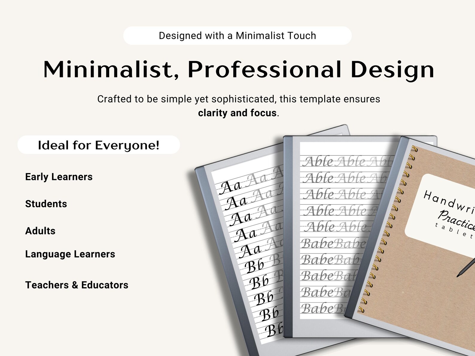 Remarkable Paper Pro Digital Handwriting Practice Educational Workbook ...