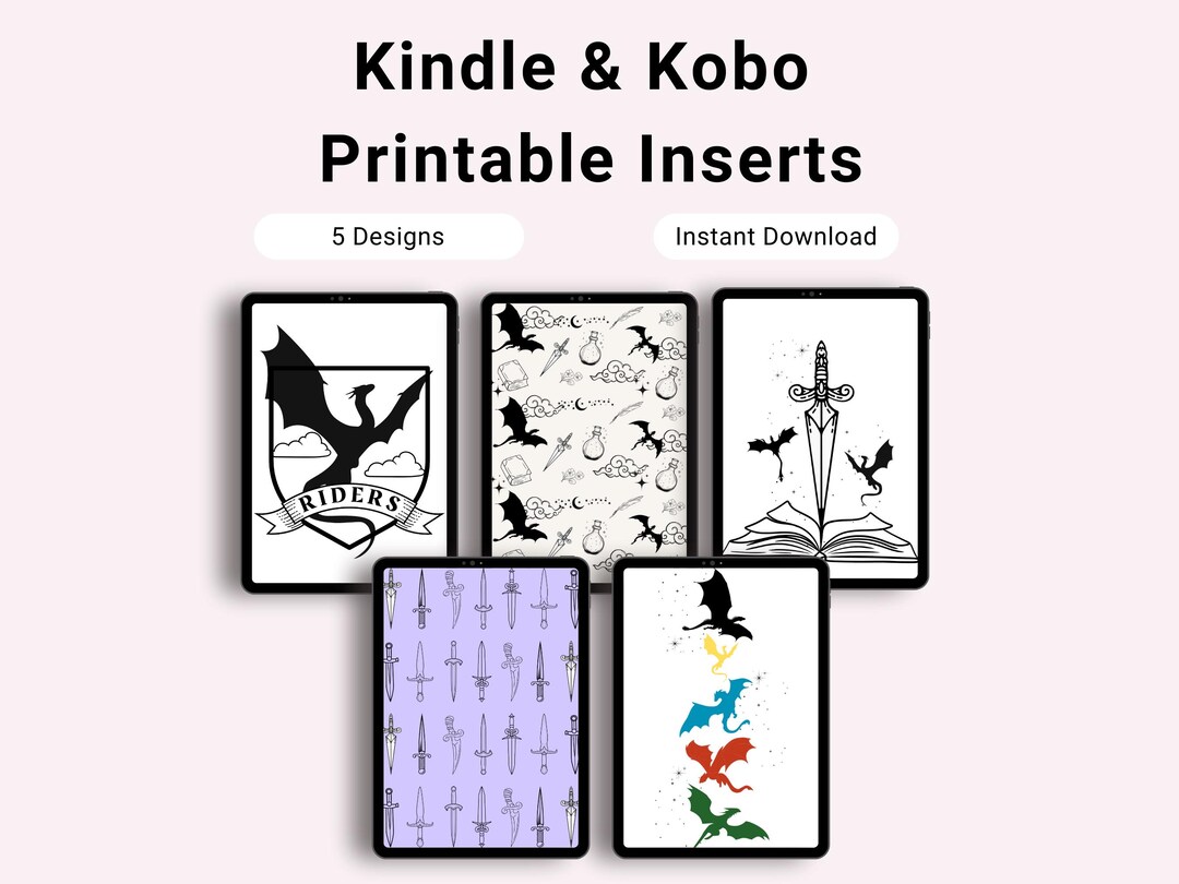 Kindle and Kobo Insert Dragon Bundle Case Digital Download Kindle Case Insert Pack Cover Design ...