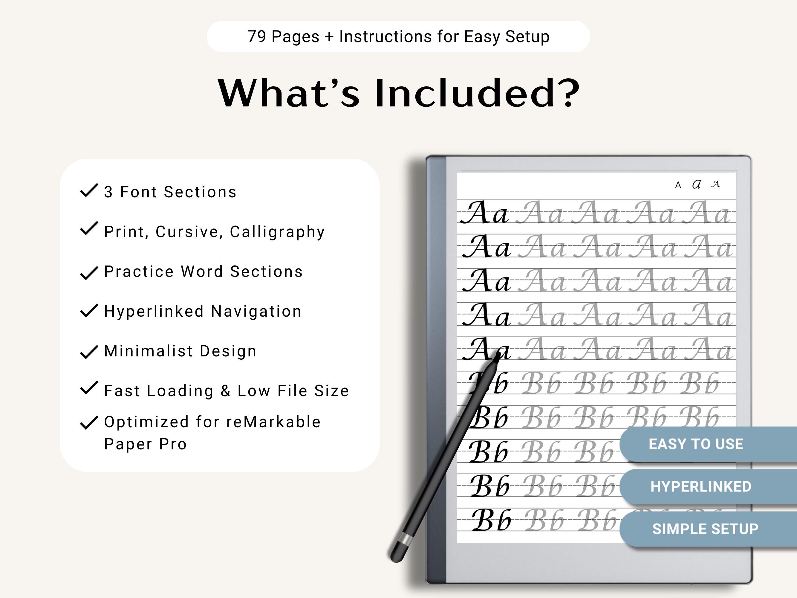 Remarkable Paper Pro Digital Handwriting Practice Educational Workbook ...