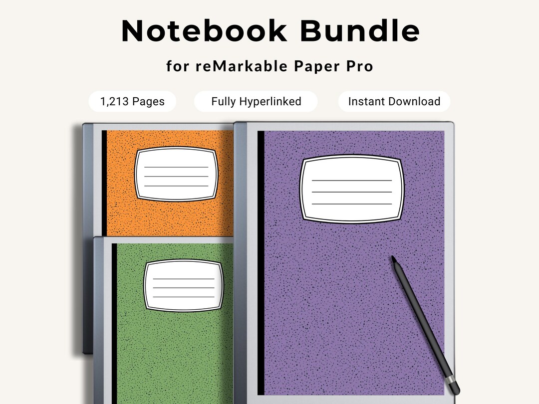 Remarkable Paper Pro Digital Color 3 Notebooks Bundle Hyperlinked Logs ...