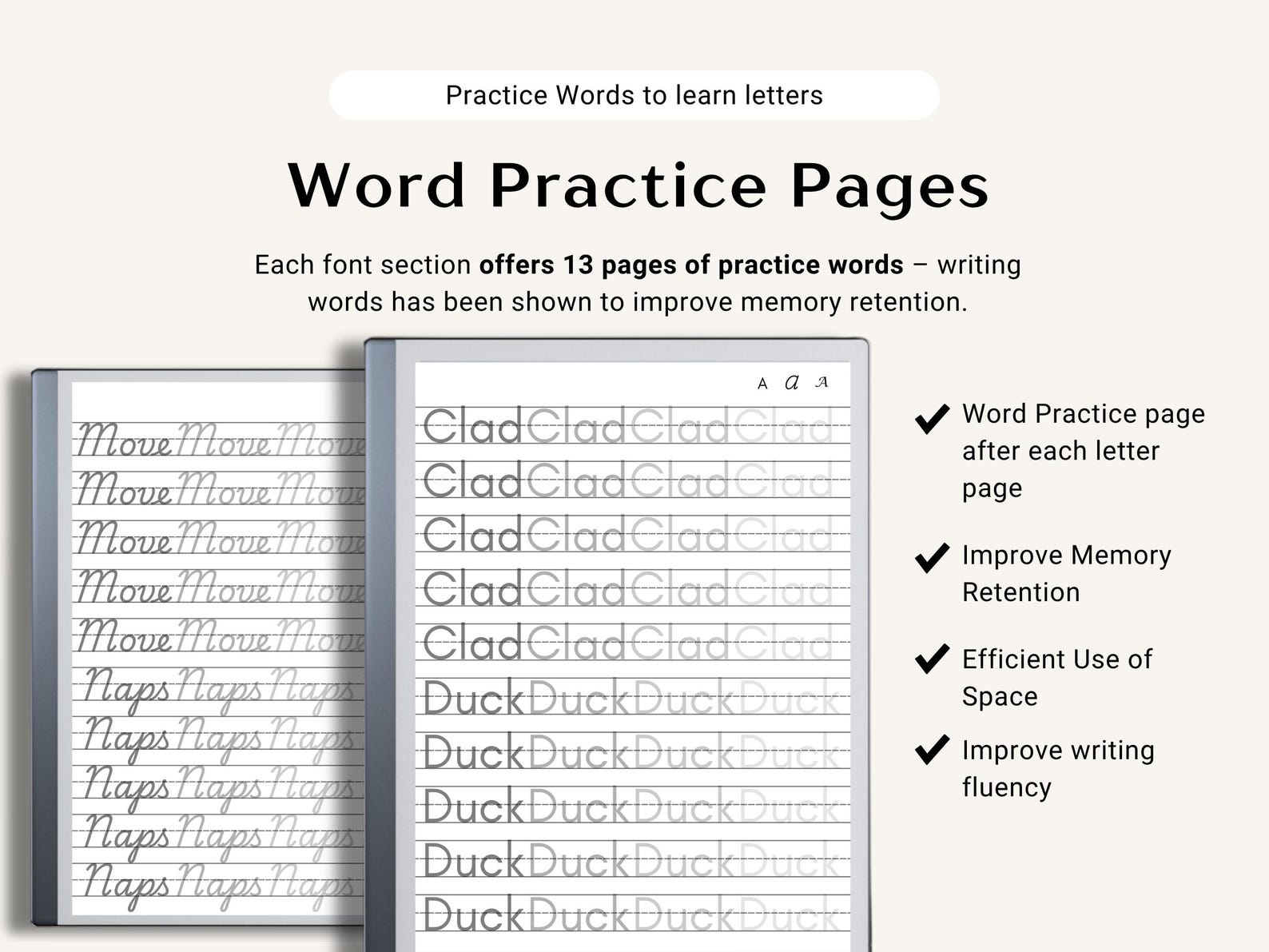 Remarkable Paper Pro Digital Handwriting Practice Educational Workbook ...