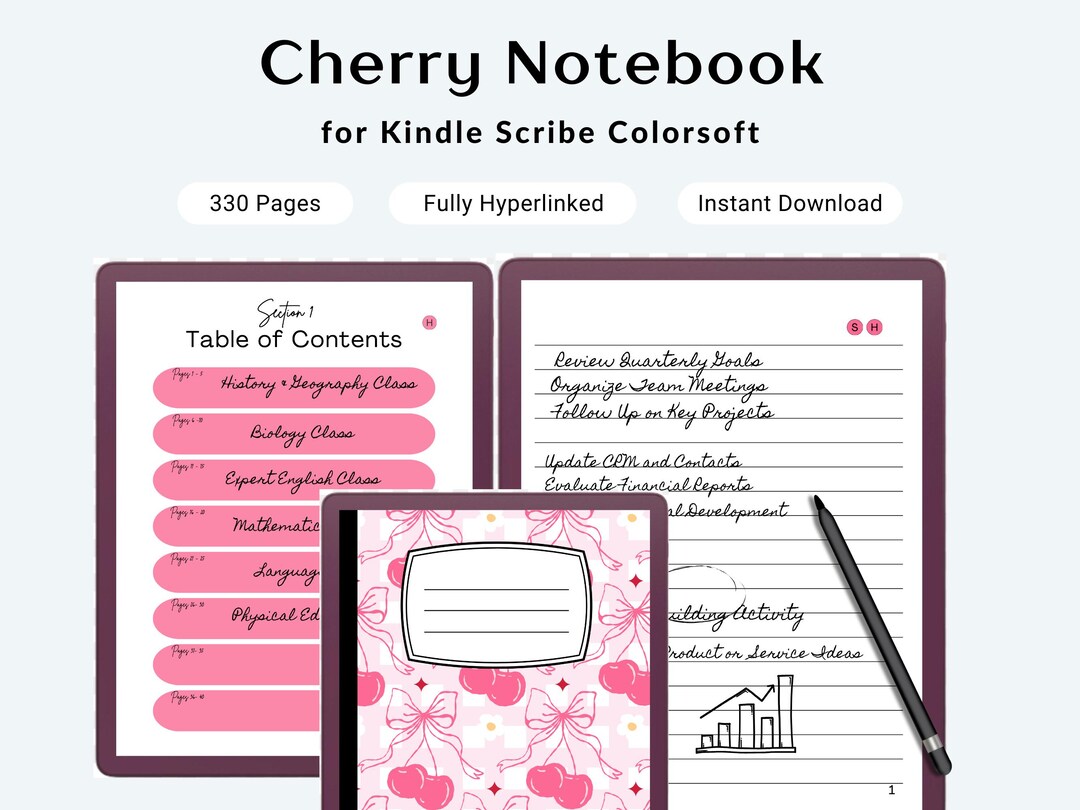 Kindle Scribe Colorsoft Cherry Notebook Template Journaling Paperless ...